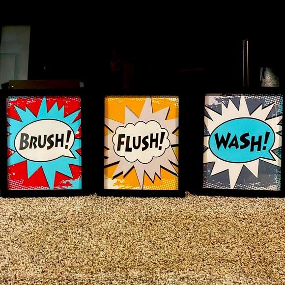 Bath | Kids Framed Bathroom Superhero Signs | Poshmark